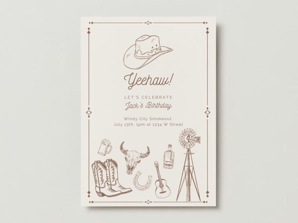 Western Theme Invitation Template - Etsy