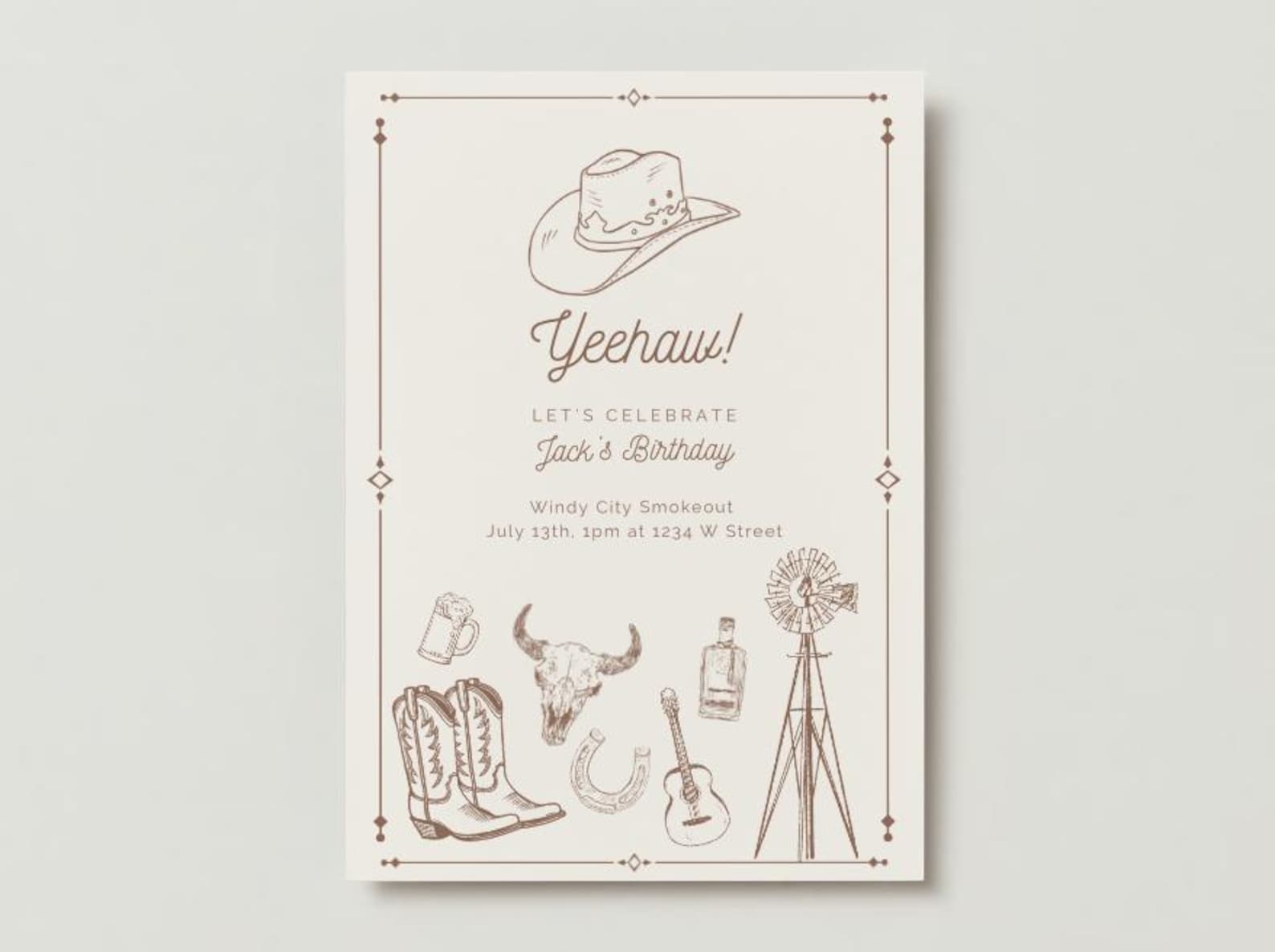 Western Theme Invitation Template - Etsy