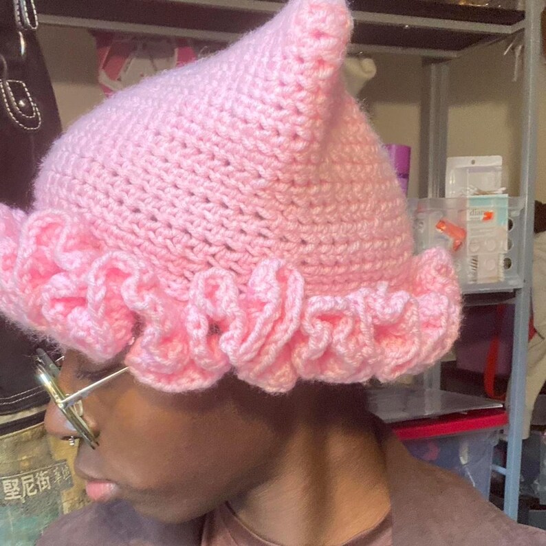 Cat Ear Crochet Ruffle Hat - Etsy