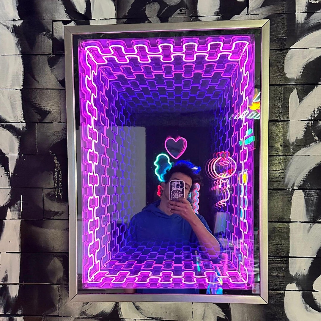 Custom Infinity Neon Mirror, Neon Mirror Wall Decor Decorative Wall Led ...