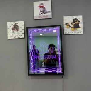 Custom Infinity Neon Mirror, Neon Mirror Wall Decor Decorative Wall Led ...