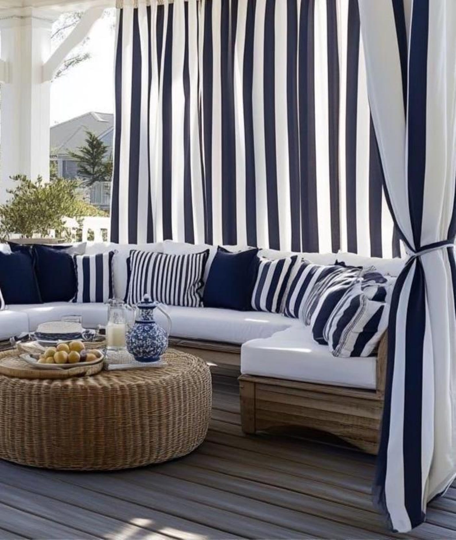 Black Cabana Stripe Curtains - Classic Parisian Style - for Patio ...
