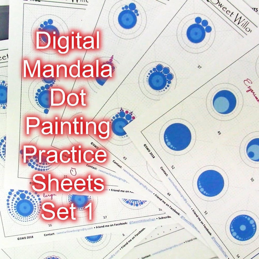 Digital Mandala Dot Painting Design Elements and Practice Guides Set 1 ...