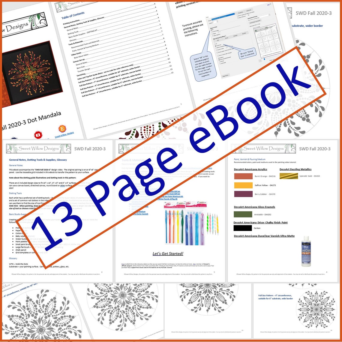 DIGITAL PATTERN Mandala Dot Painting fall 2020-3 | Etsy