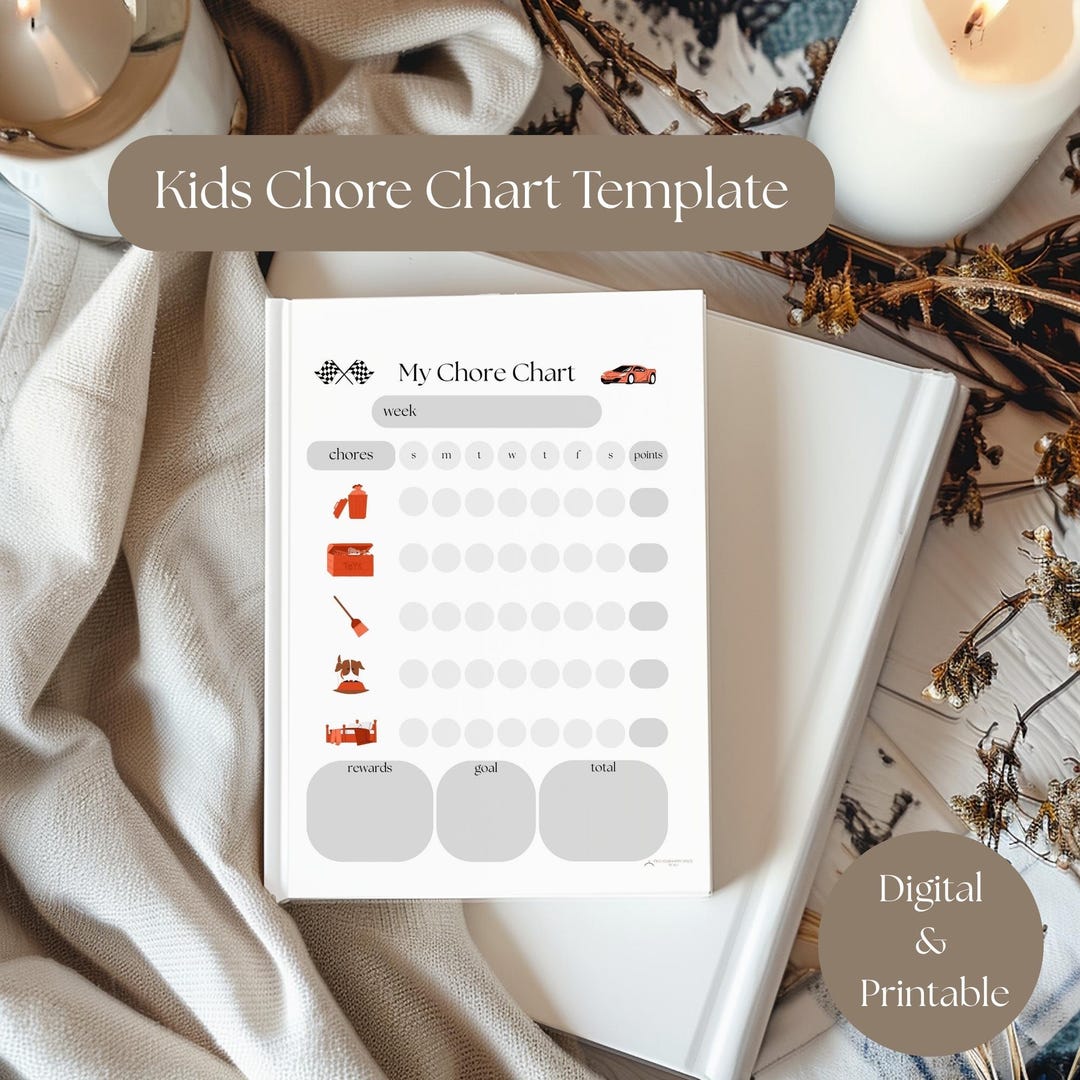 Chore Chart for Busy Moms | Editable Cars-themed Responsibility Tracker ...