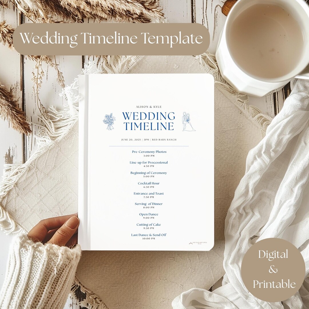 Editable Wedding Timeline Template | Printable Wedding Day Schedule ...