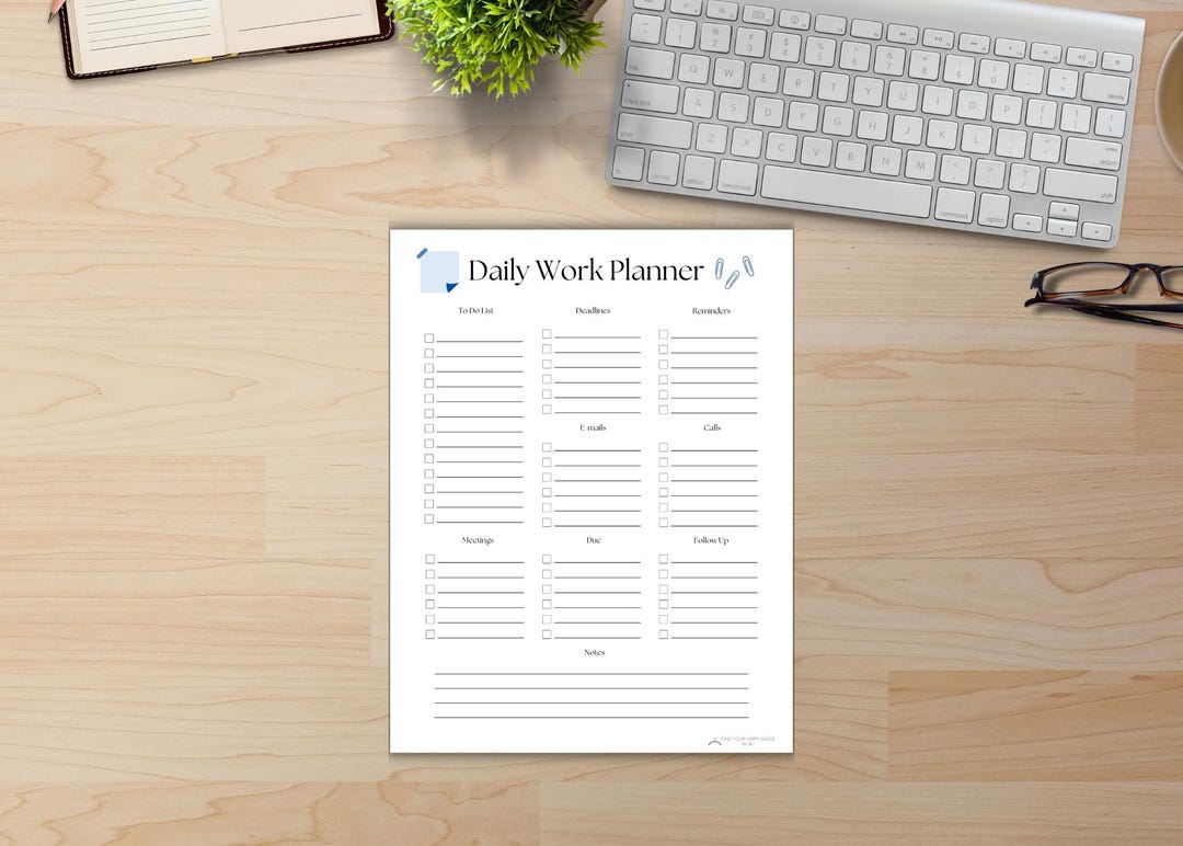 Workday Planner Editable | Daily Work Organizer Planner Template ...