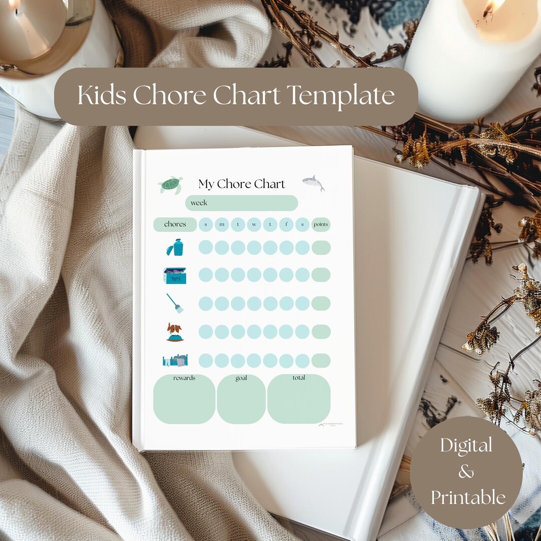 Kids Chore Chart – Editable Under the Sea-themed Responsibility Tracker ...