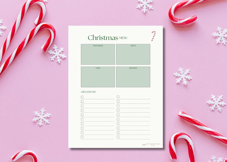 Editable Christmas Menu Planner Holiday Organizational Planner ...