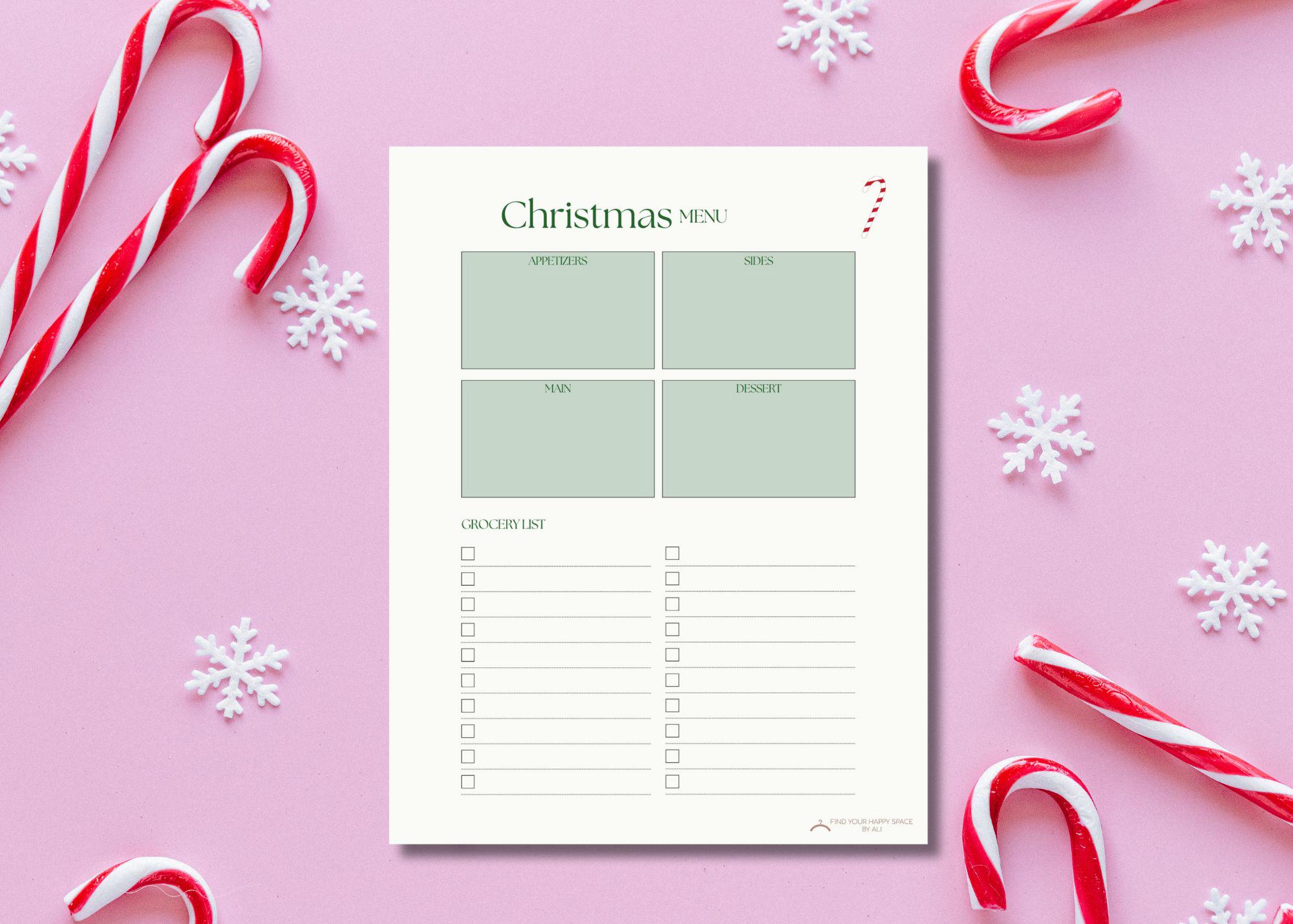 Editable Christmas Menu Planner Holiday Organizational Planner ...