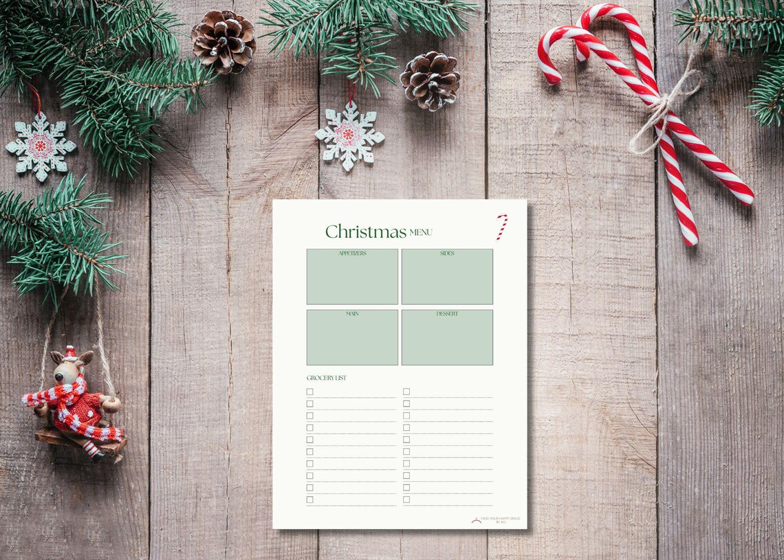 Editable Christmas Menu Planner Holiday Organizational Planner ...