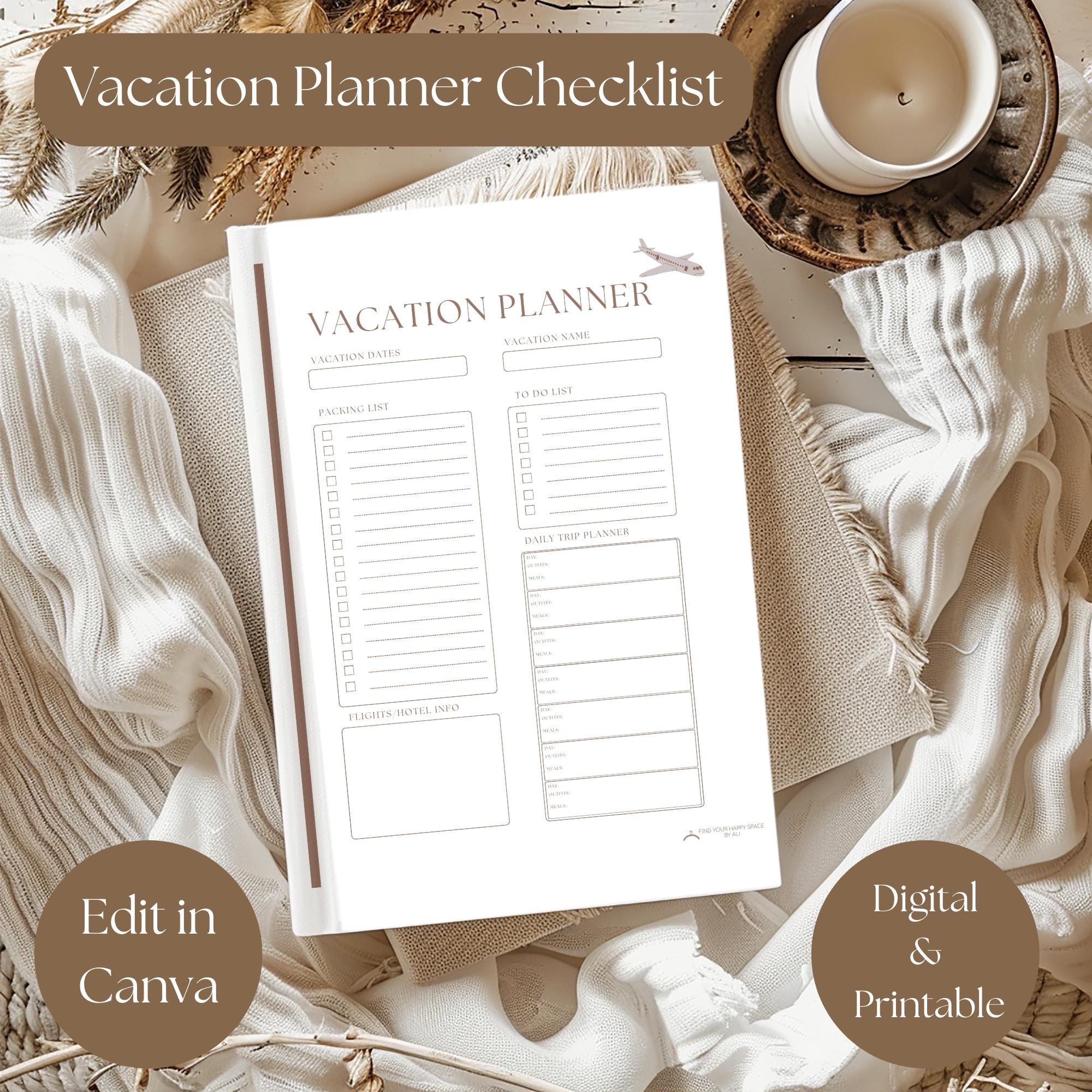 Editable Vacation Planner Template: Printable Travel Itinerary | Trip ...