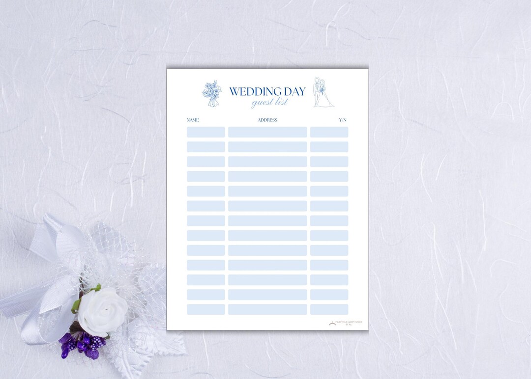Wedding Guest Template Editable | Wedding Guest List Printable ...