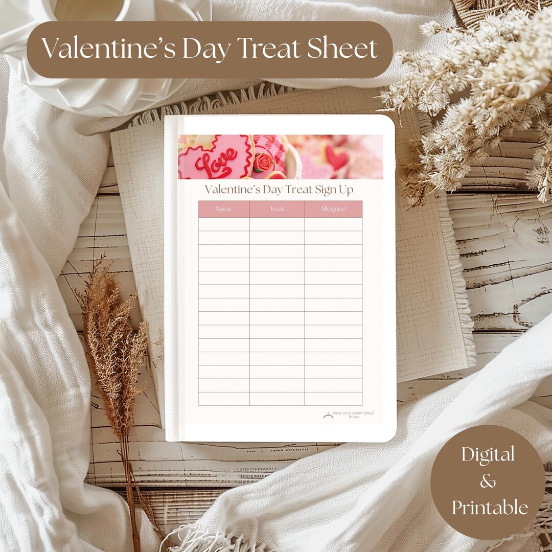 Valentine's Day Treat Sign-up Sheet | Editable Class Party Template ...