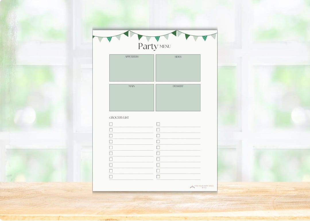 Editable Party Menu Planner Template | Event Food Plan Tracker ...