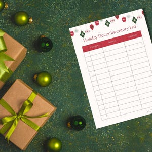 Editable Holiday Organizational Inventory List Christmas Inventory List ...