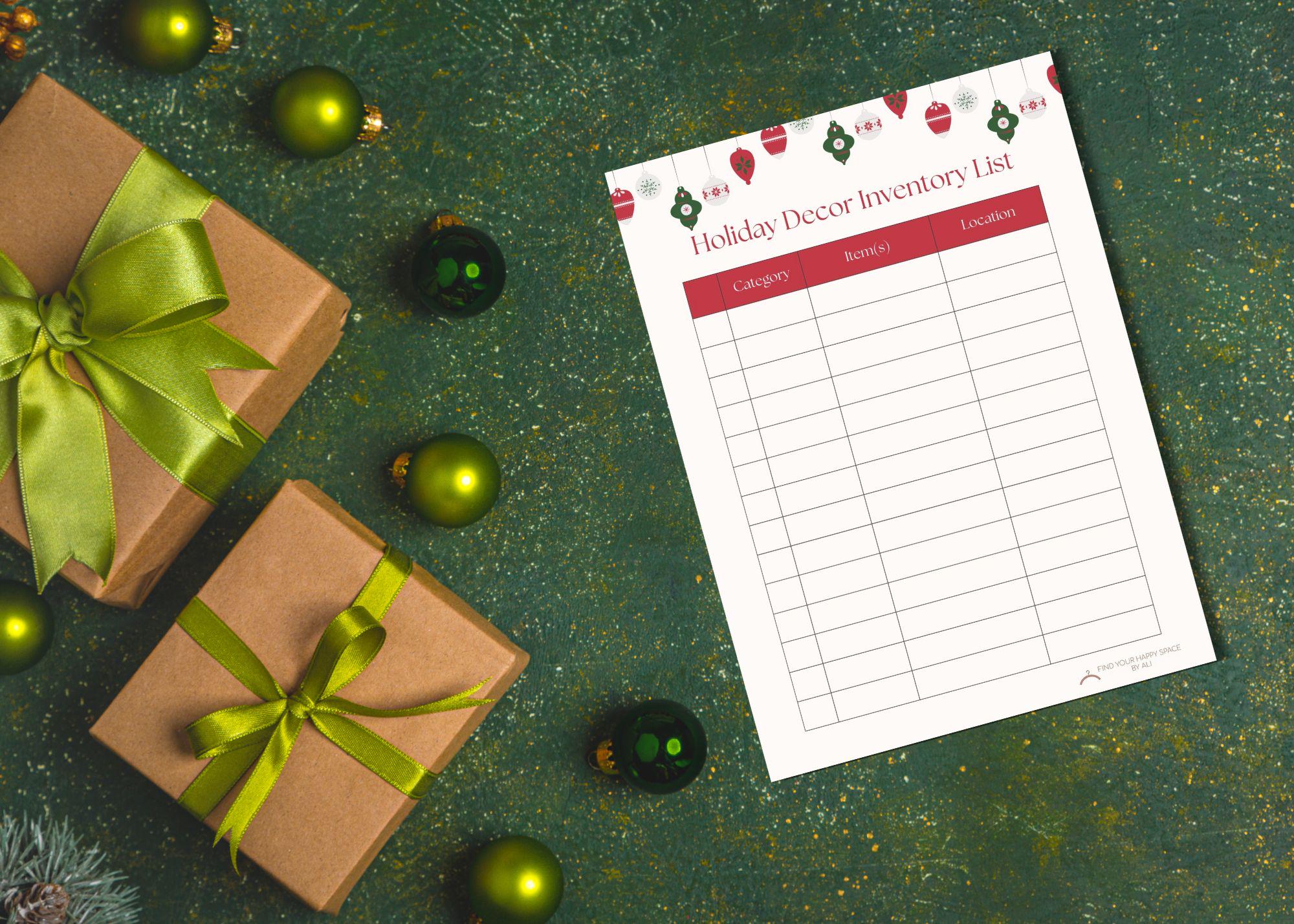 Editable Holiday Organizational Inventory List Christmas Inventory List ...