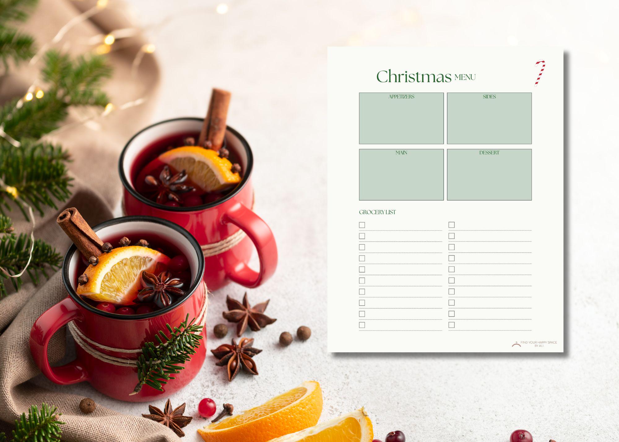 Editable Christmas Menu Planner Holiday Organizational Planner ...