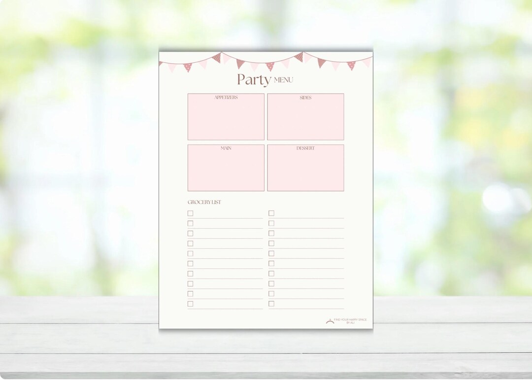 Party Menu Planner Template Editable | Event Food Plan Tracker ...