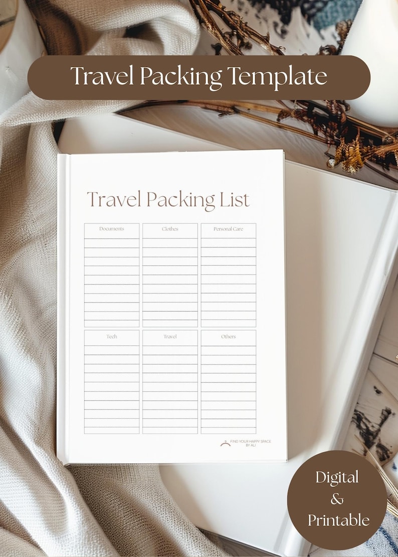 Editable Vacation Packing List Template | Printable Travel Checklist ...