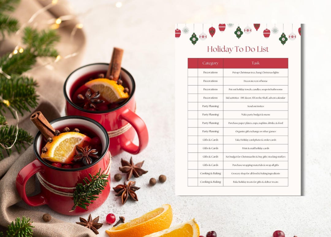 Editable Holiday Organizational to Do List Christmas to Do Tracker ...