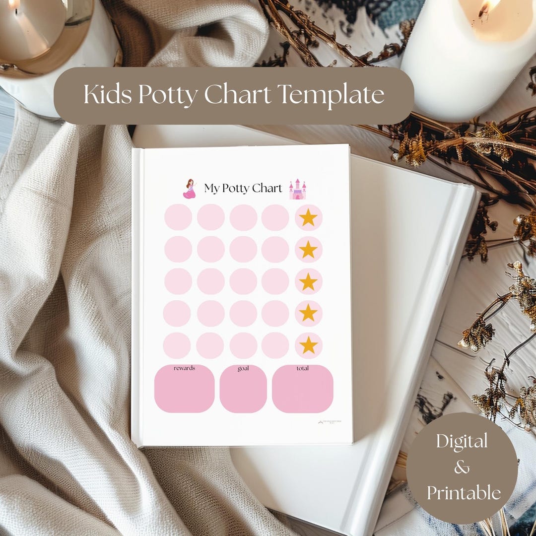 Princess Themed Potty Training Template for Busy Moms | Editable ...