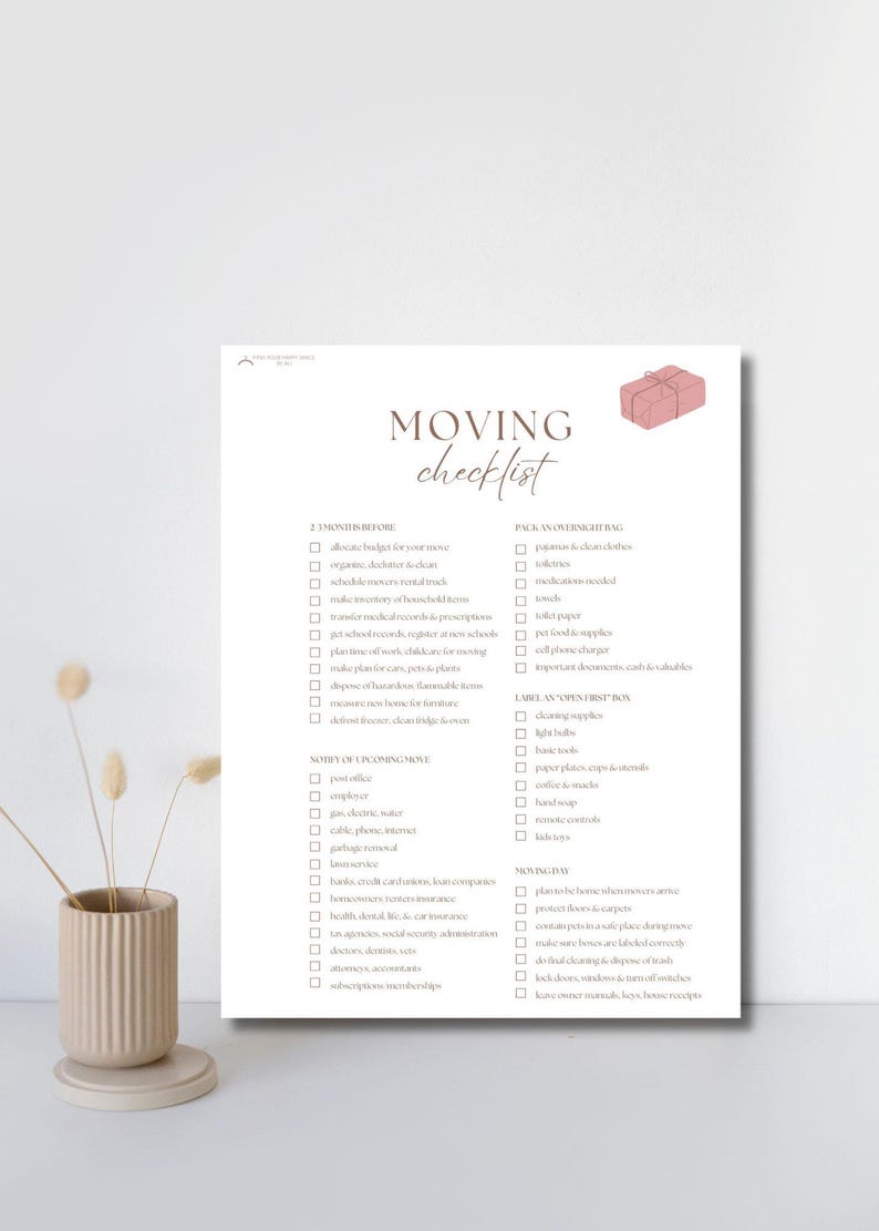Editable Moving Checklist Planner Template Moving Checklist Printable ...