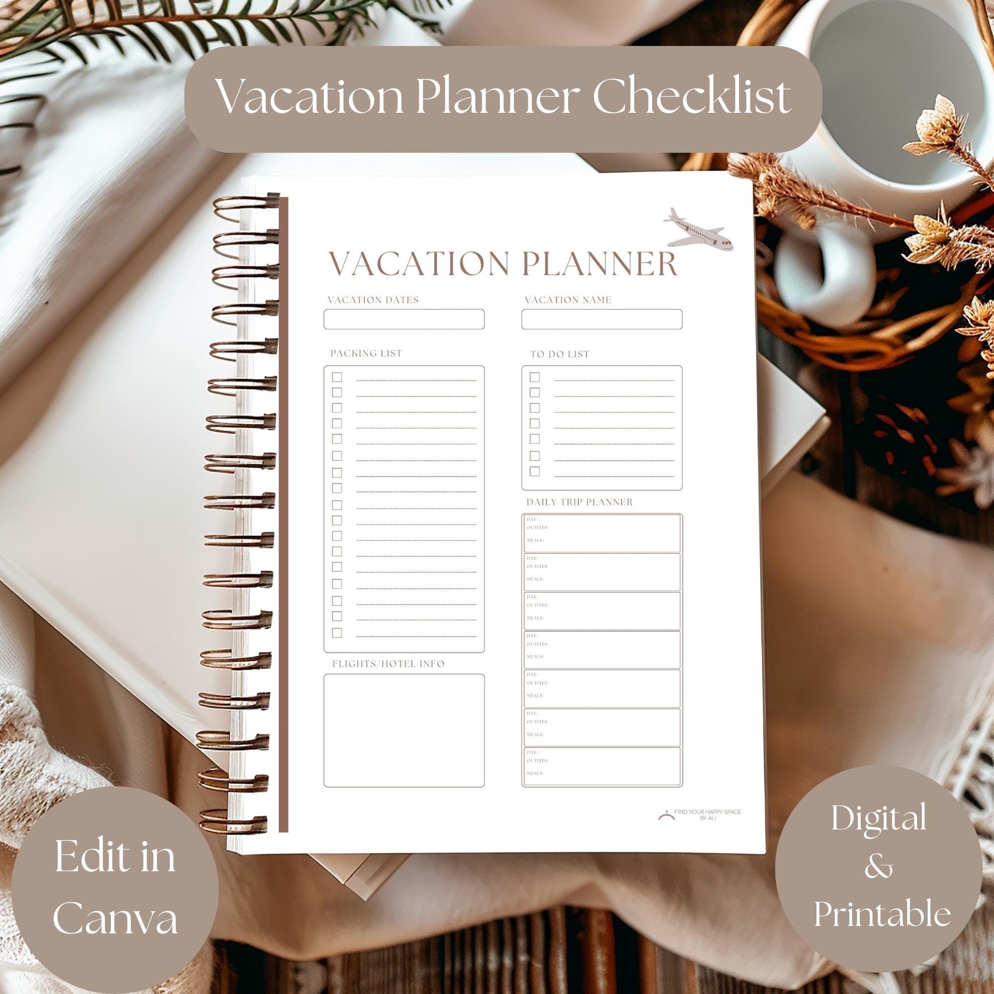 Editable Vacation Planner Template: Printable Travel Itinerary | Trip ...