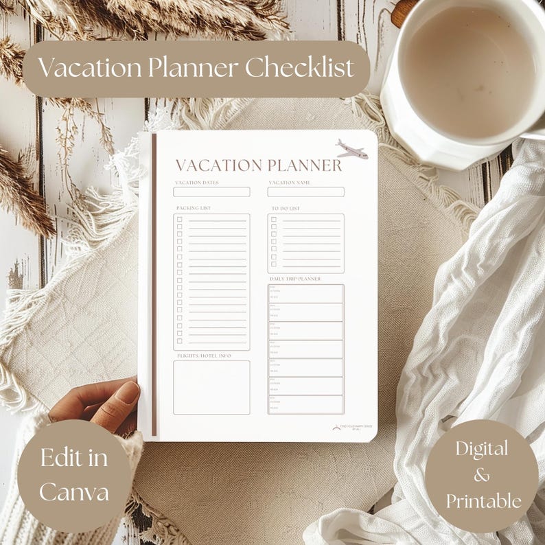 Editable Vacation Planner Template: Printable Travel Itinerary | Trip ...