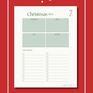 Editable Christmas Menu Planner Holiday Organizational Planner ...