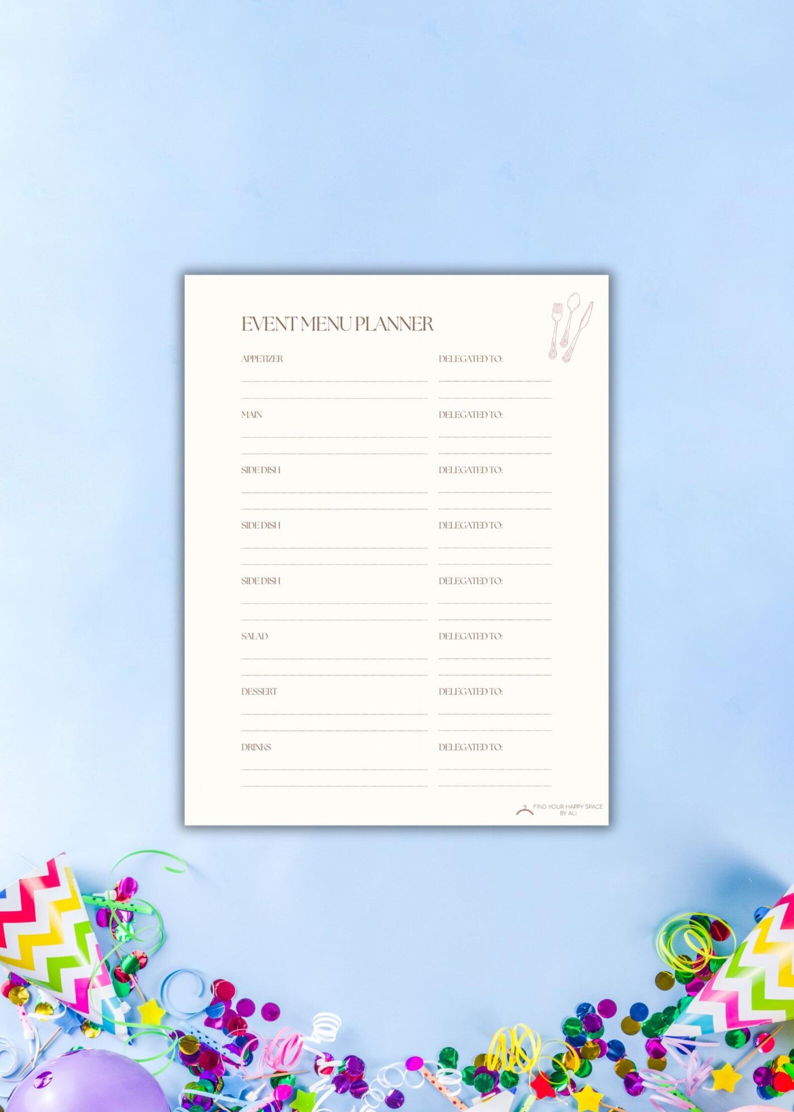 Event Menu Planner Template Editable | Event Food Plan Tracker ...