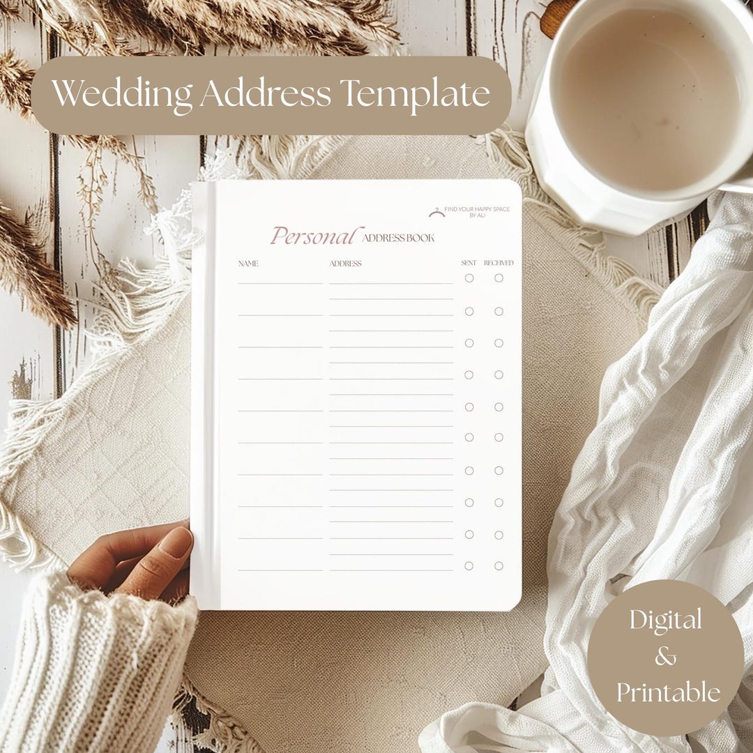 Editable Wedding Address List Tracker | Printable Guest Contact Sheet ...