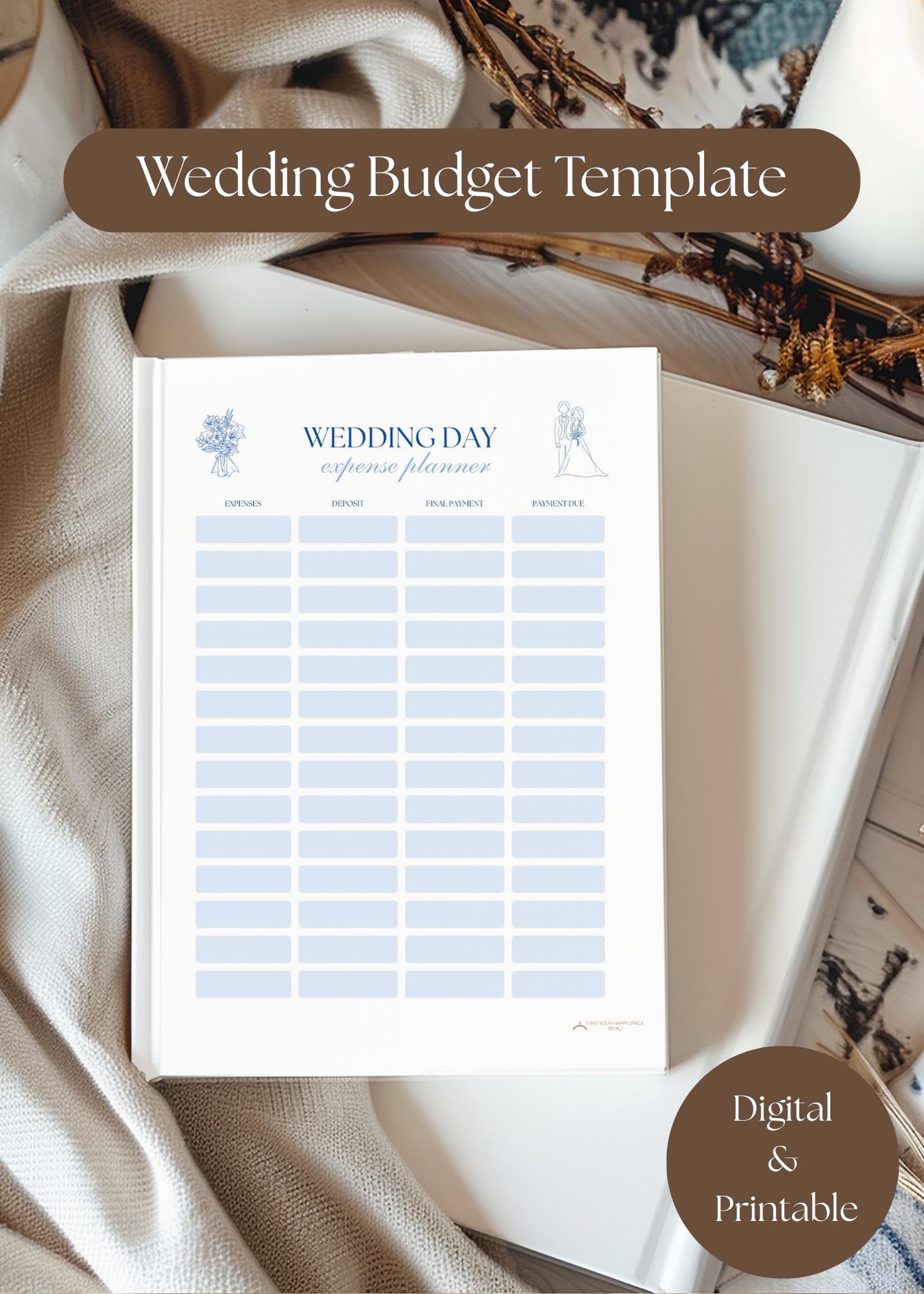 Editable Wedding Expense Tracker | Printable Budget Planner PDF ...