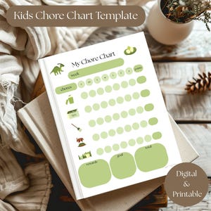 Kid Chore Chart for Busy Moms – Editable Dinosaur-themed Responsibility ...