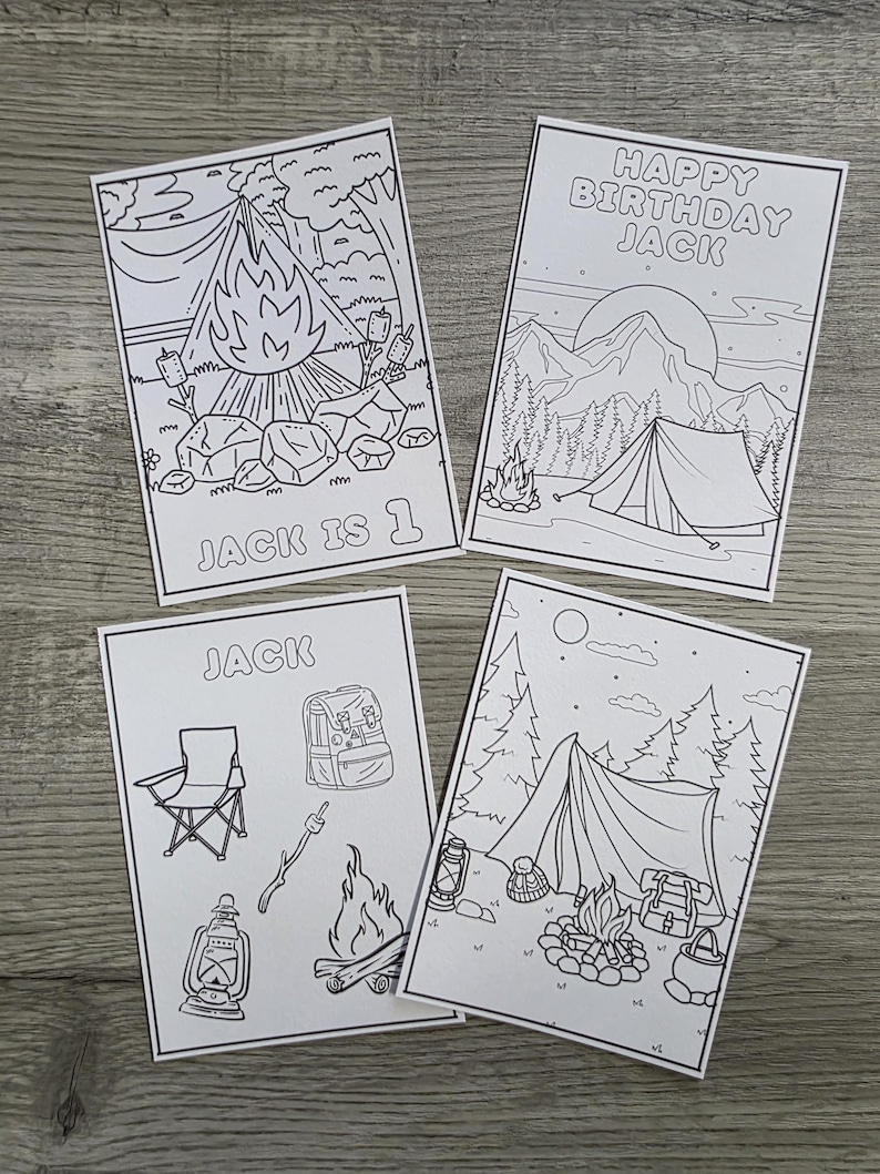 ONE Happy Camper Party Favors Coloring Packs, Birthday Coloring Packs ...