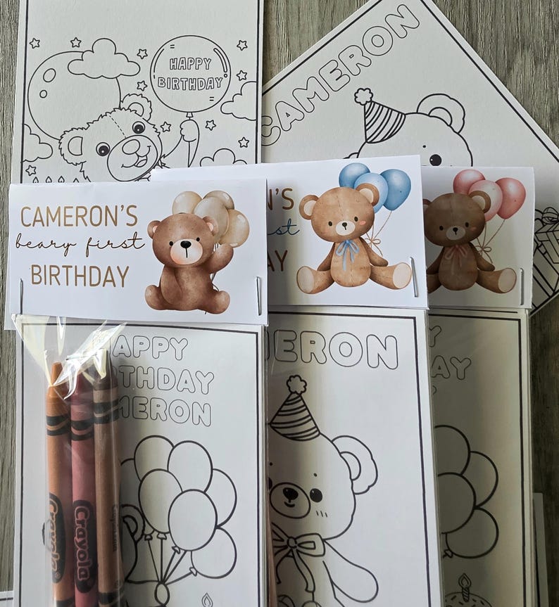Beary First Birthday Party Coloring Packs, Beary First Birthday Party ...