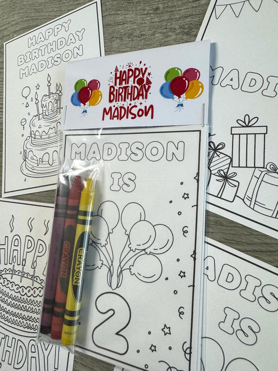 Happy Birthday Party Coloring Packs, Kids Birthday Party Favors, Any ...