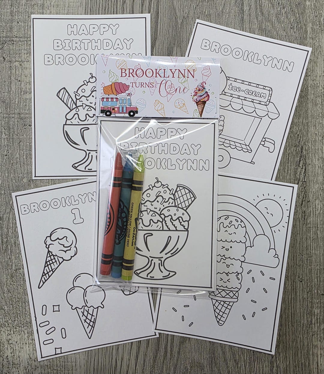 Ice Cream Birthday Party Coloring Packs, Ice Cream Birthday Party ...