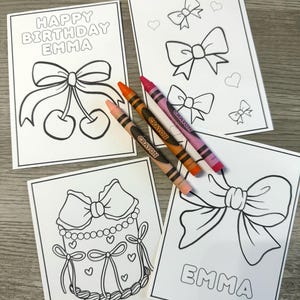 Bow Party Coloring Packs, Bow Birthday Party Favors - Etsy