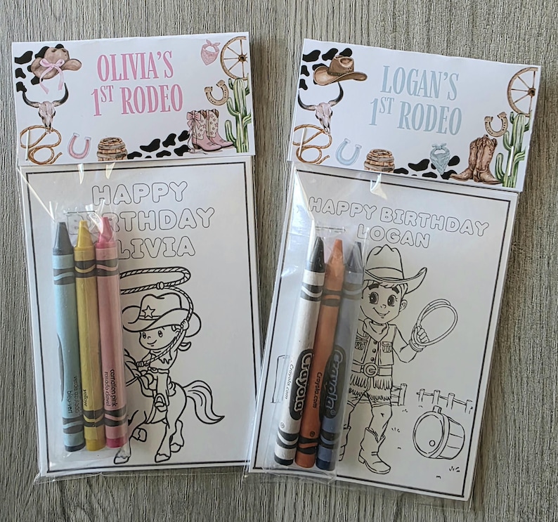 First Rodeo Party Coloring Packs, Western Rodeo Birthday Party Favors ...