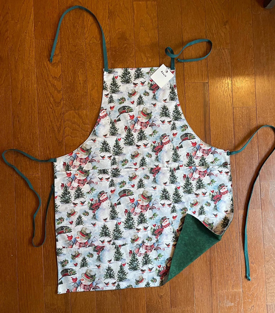 Holiday Apron Adults "snowman in Forest" - Etsy