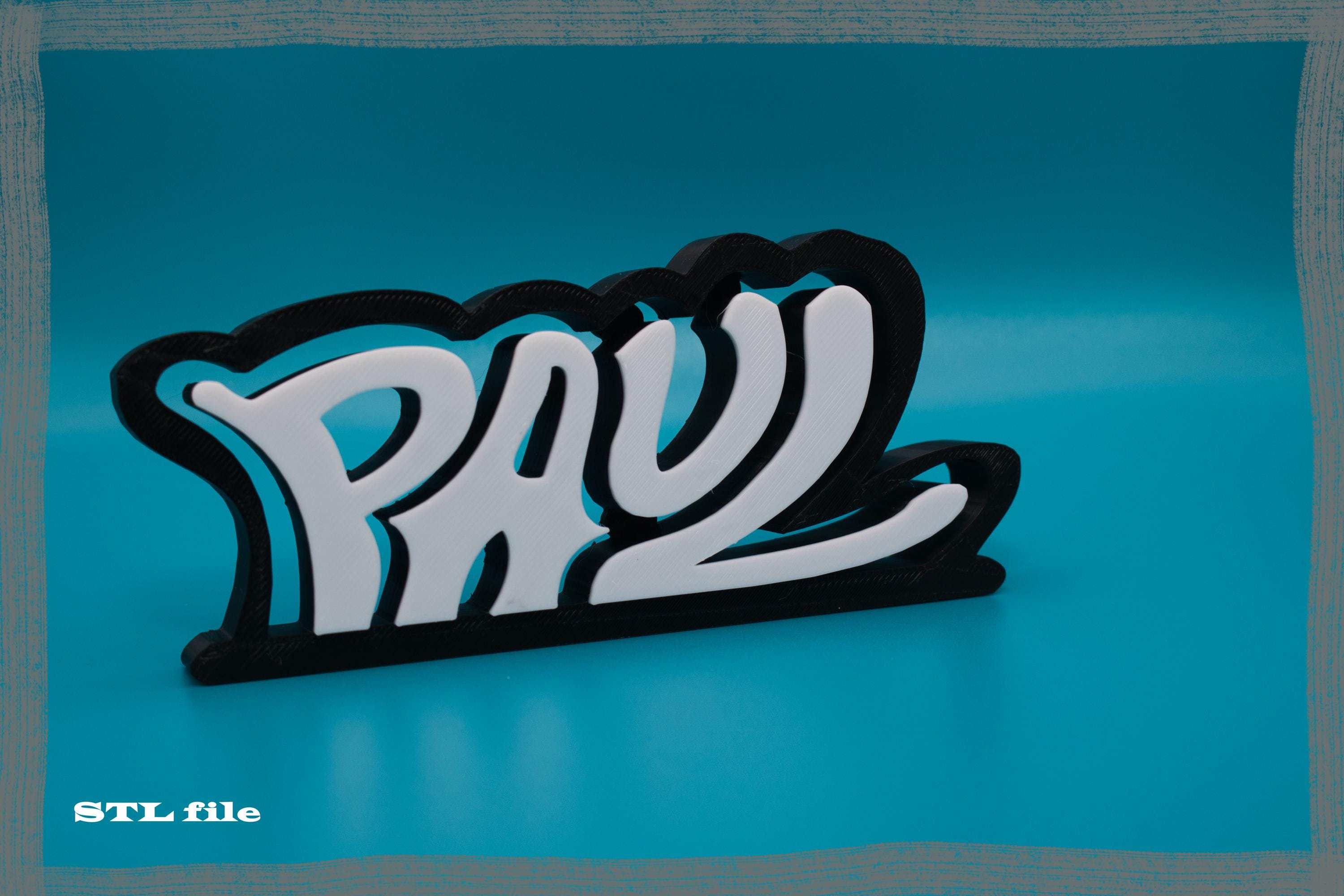 PAUL Name Sign for 3D Printing STL File, Desk Name Sign Desk Name ...