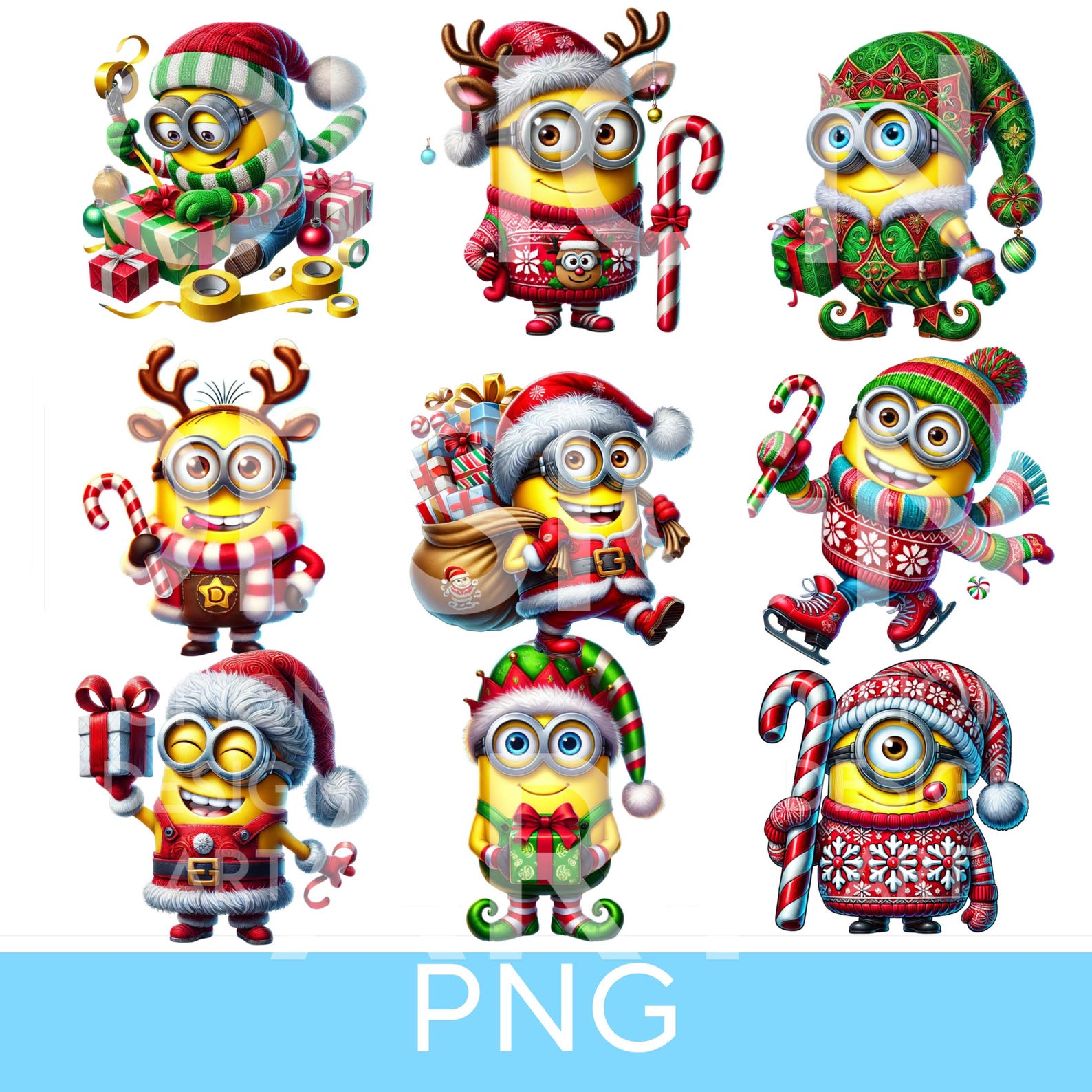 Christmas Minions 9 Png Digital Minions Clip Art Minions Christmas PNG ...