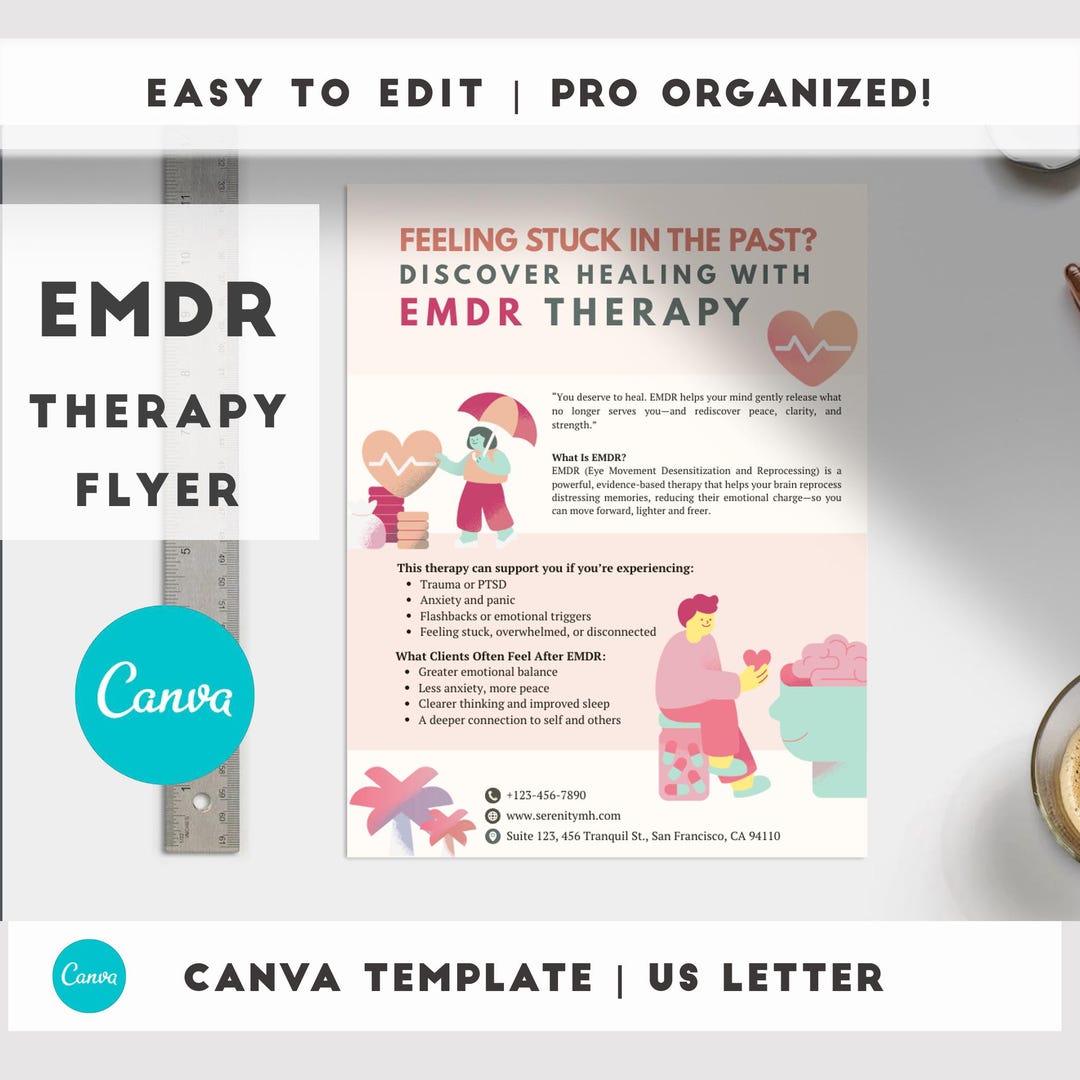 EMDR Therapy Flyer Template, Printable EMDR Canva Flyer, Eye Movement ...