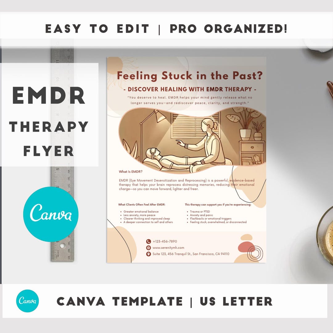 EMDR Therapy Flyer Template, Printable EMDR Canva Flyer, Eye Movement ...
