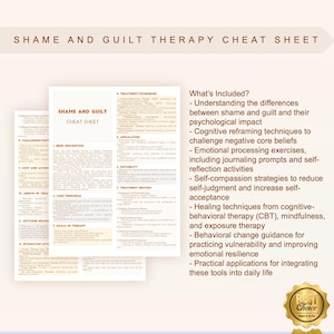Shame and Guilt Therapy Cheat Sheet, Cognitive Reframing and Emotional ...
