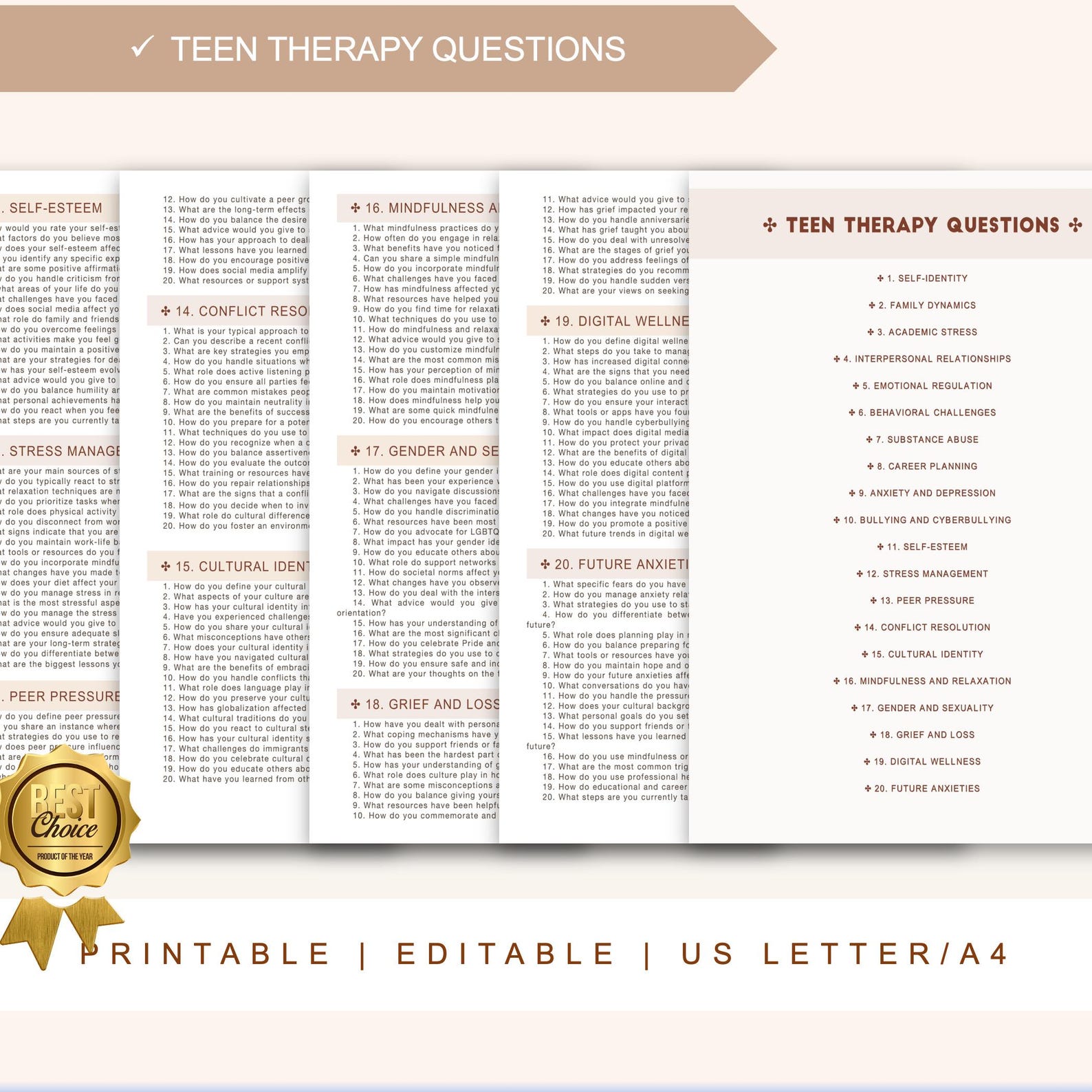 Teen Therapy Questions, Adolescent Therapy, Teens Questionnaire, Teens ...