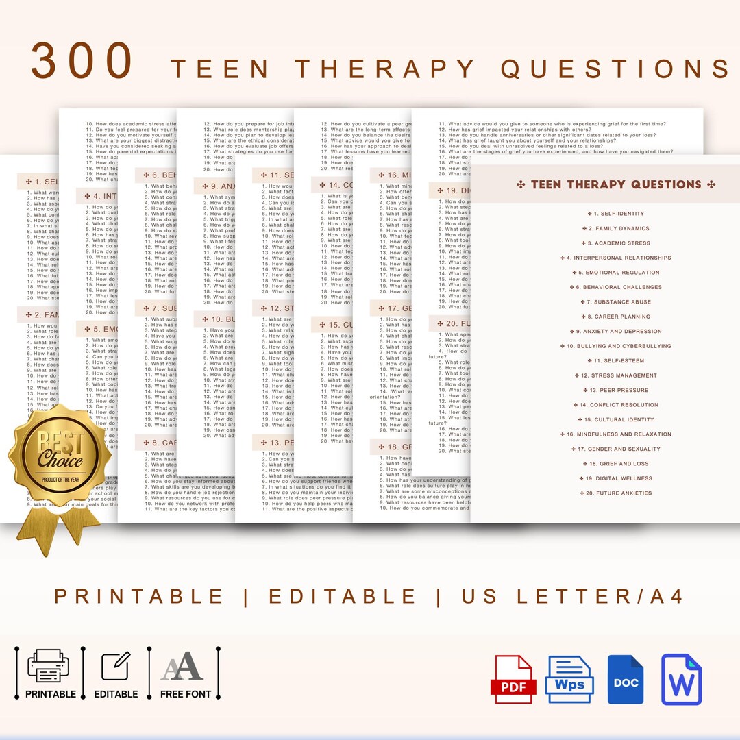 Teen Therapy Questions, Adolescent Therapy, Teens Questionnaire, Teens ...