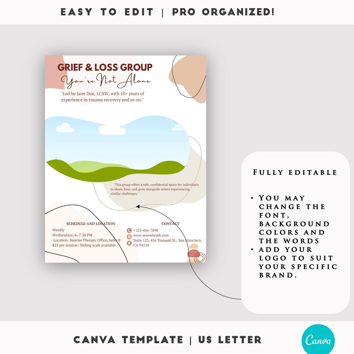 Group Therapy Flyer Template, Canva Editable,mental Health Care ...