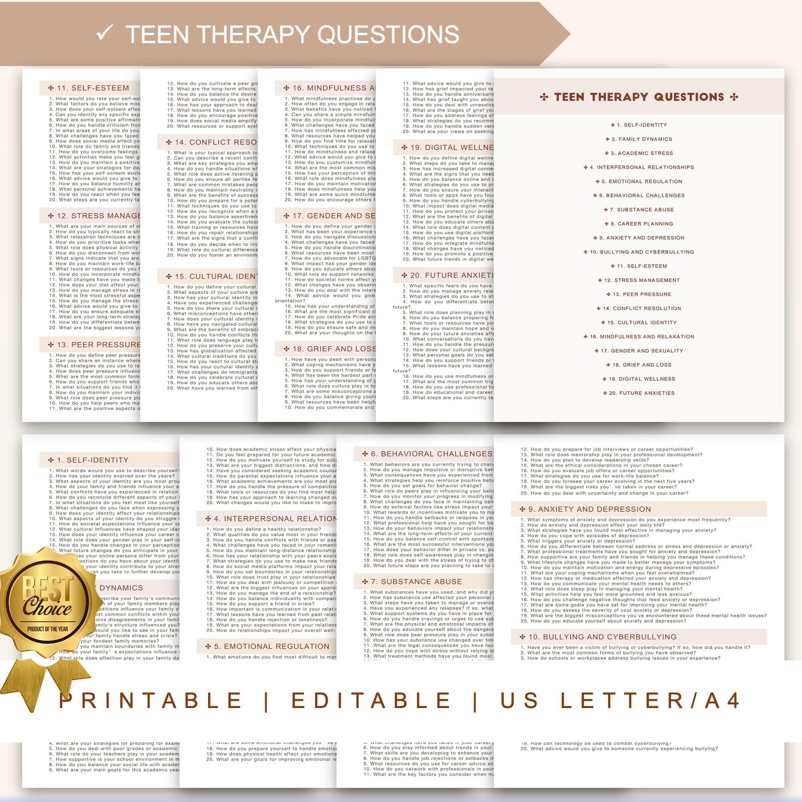 Teen Therapy Questions, Adolescent Therapy, Teens Questionnaire, Teens ...